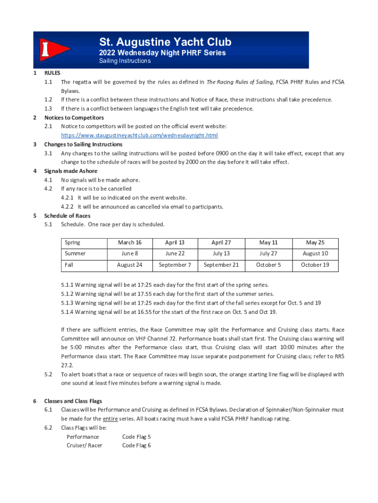 Fillable Online St. Augustine Yacht Club Fax Email Print - pdfFiller