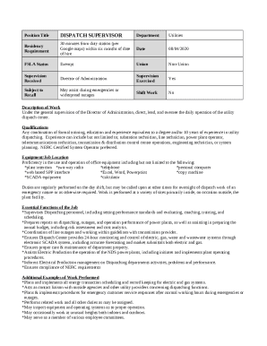 CHIEF DISPATCH OPERATOR Doc Template | pdfFiller