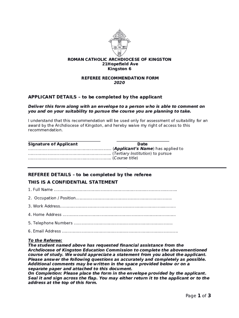 Application Referee Doc Template | pdfFiller