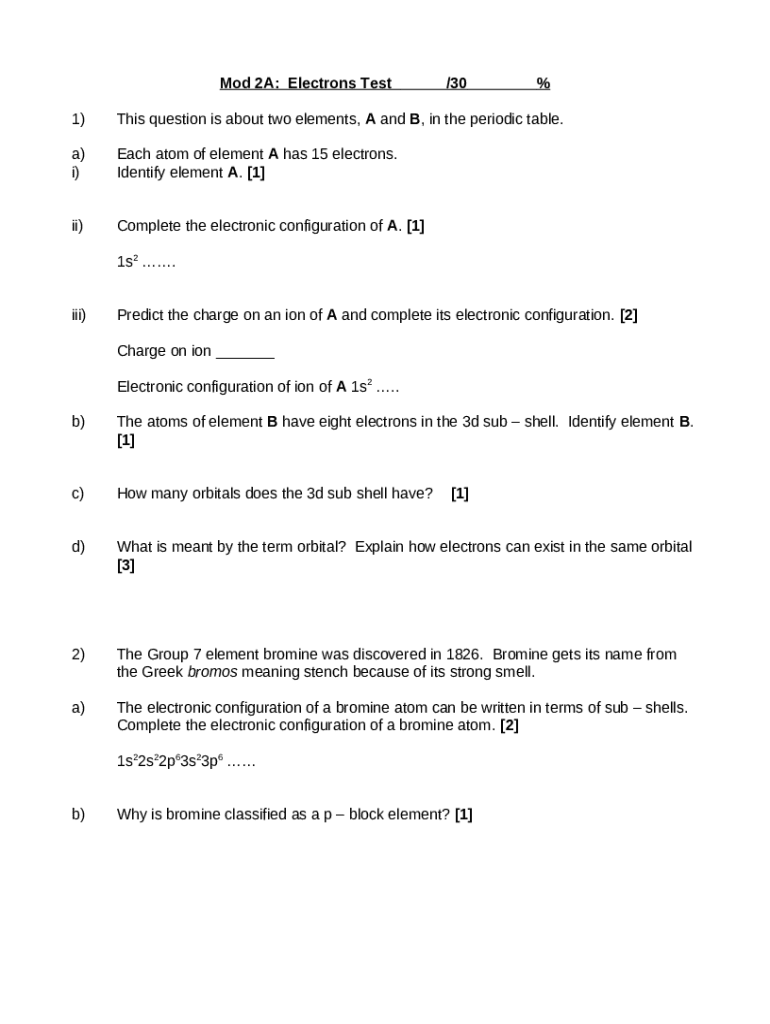periodic table practice test answers.pdf Doc Template | pdfFiller