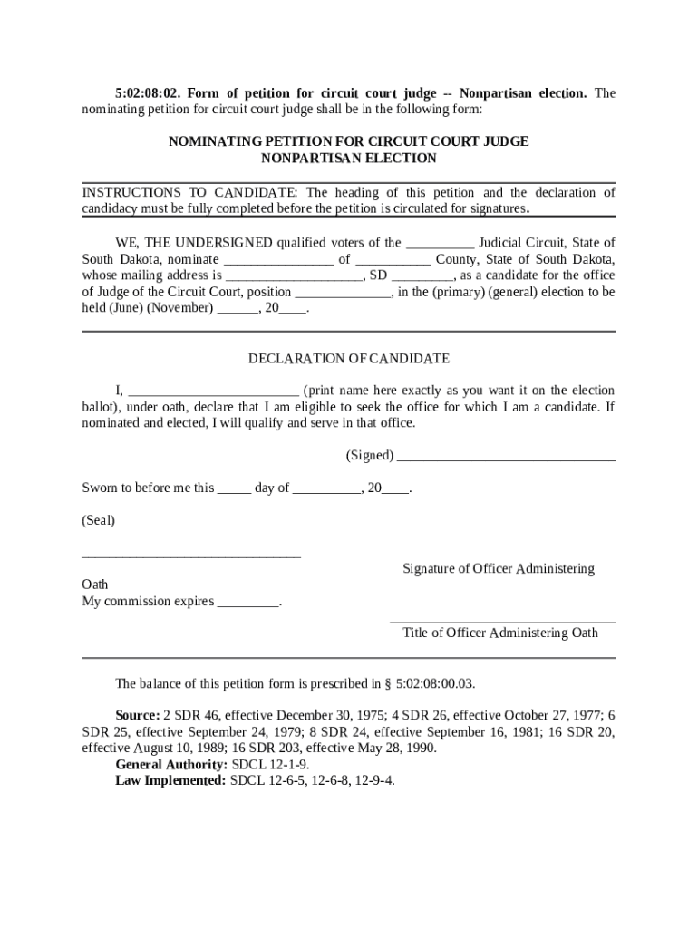 S.D. Admin. R. 5:02:08:02 - of petition for circuit court judge Doc ...