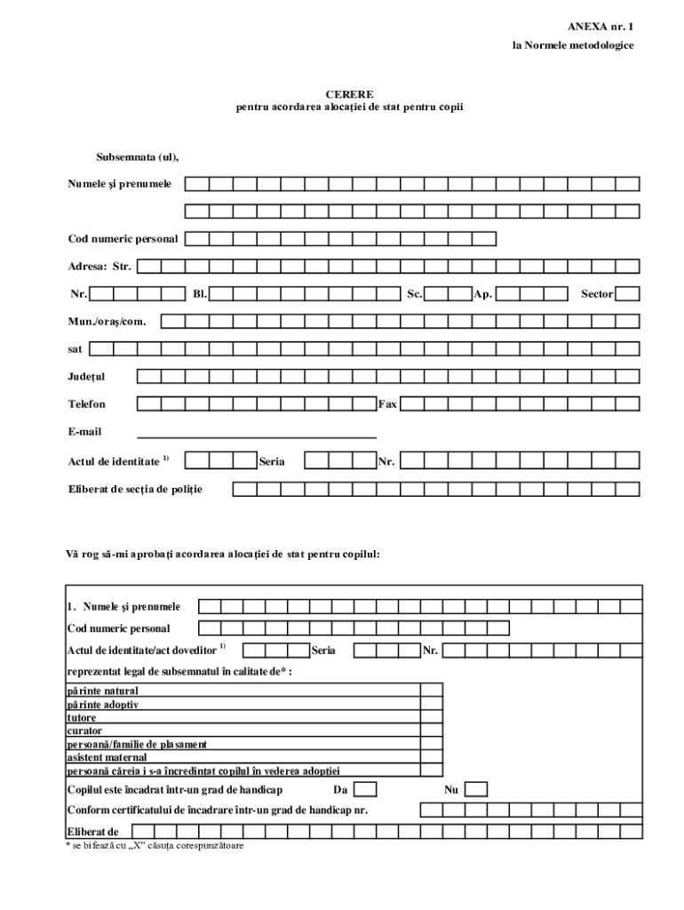 Fillable Online 1. Numele i prenumele Cod numeric personal Actul de ...