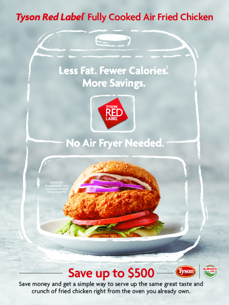Fillable Online Tyson Red Label Fully Cooked Air Fried Chicken Fax ...