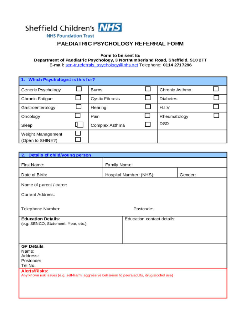 Clinical Psychology Referral Doc Template | pdfFiller