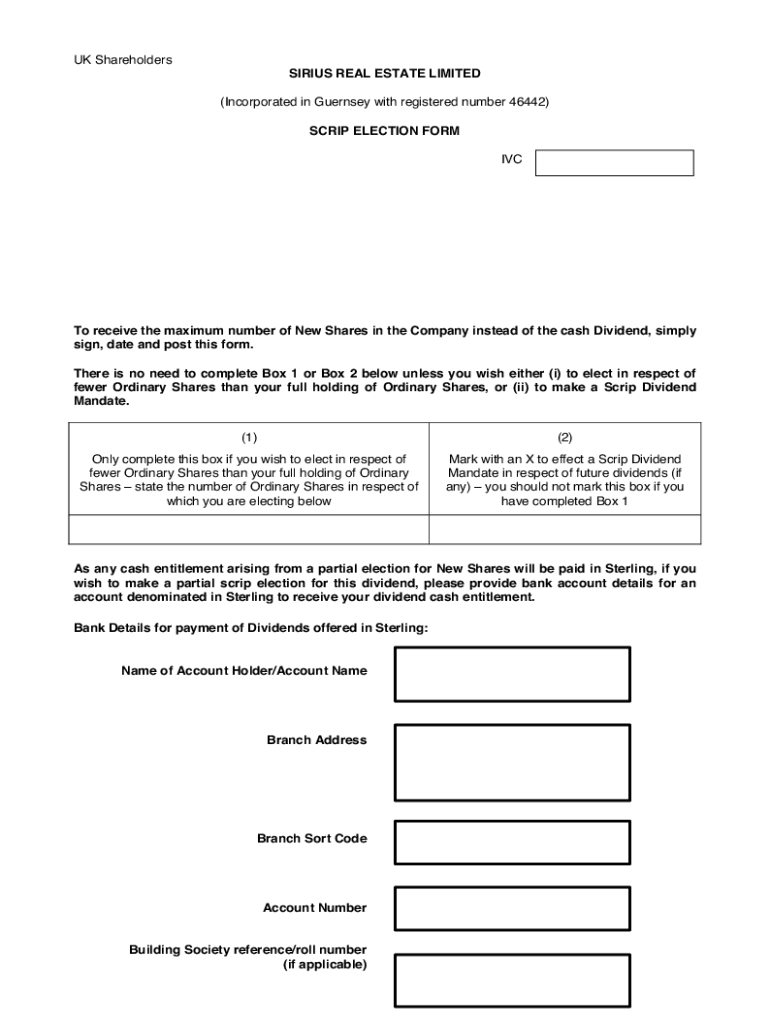Fillable Online 250299 B UK Scrip Election Form.pdf Fax Email Print ...