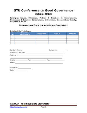 GCGG Registration for attending conference 2013 Doc Template | pdfFiller