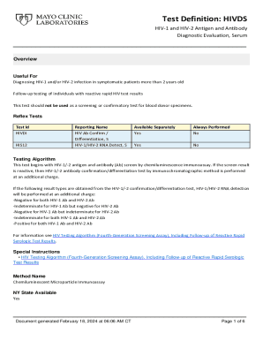Fillable Online HIV-1 and HIV-2 Antigen and Antibody Diagnostic ...