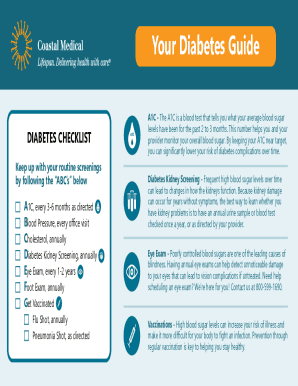 Fillable Online Your essential diabetes checklist: All the tests you ...