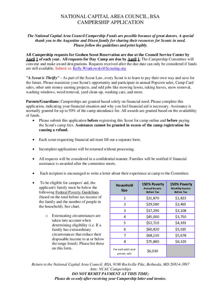 Fillable Online Boy Scout Camp Cards - Greater St. Louis Area Council ...