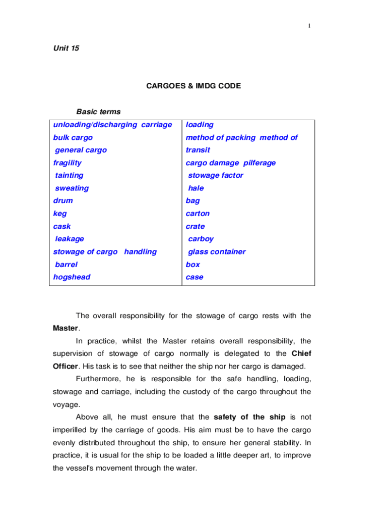 Fillable Online Packing of Cargo Transport Units for Transport by ...