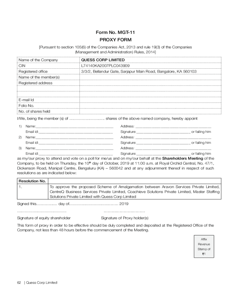 Fillable Online Format Form MGT-11 Proxy FormPDF Fax Email Print ...