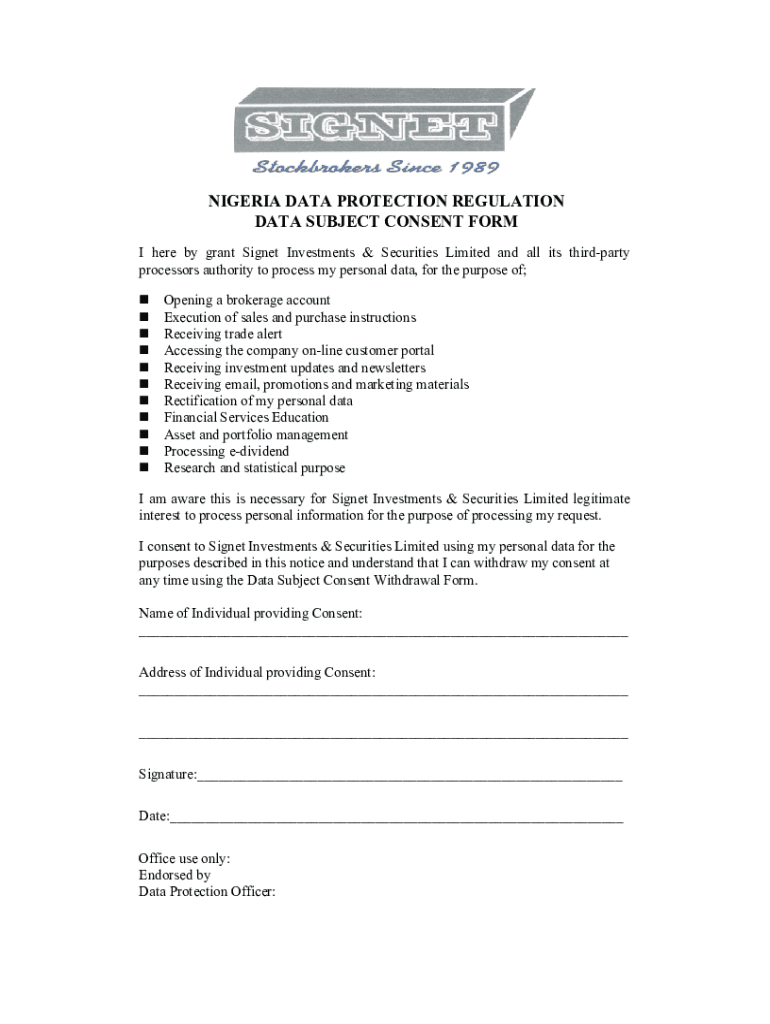 Fillable Online DATA SUBJECT CONSENT FORM. ... Fax Email Print - pdfFiller