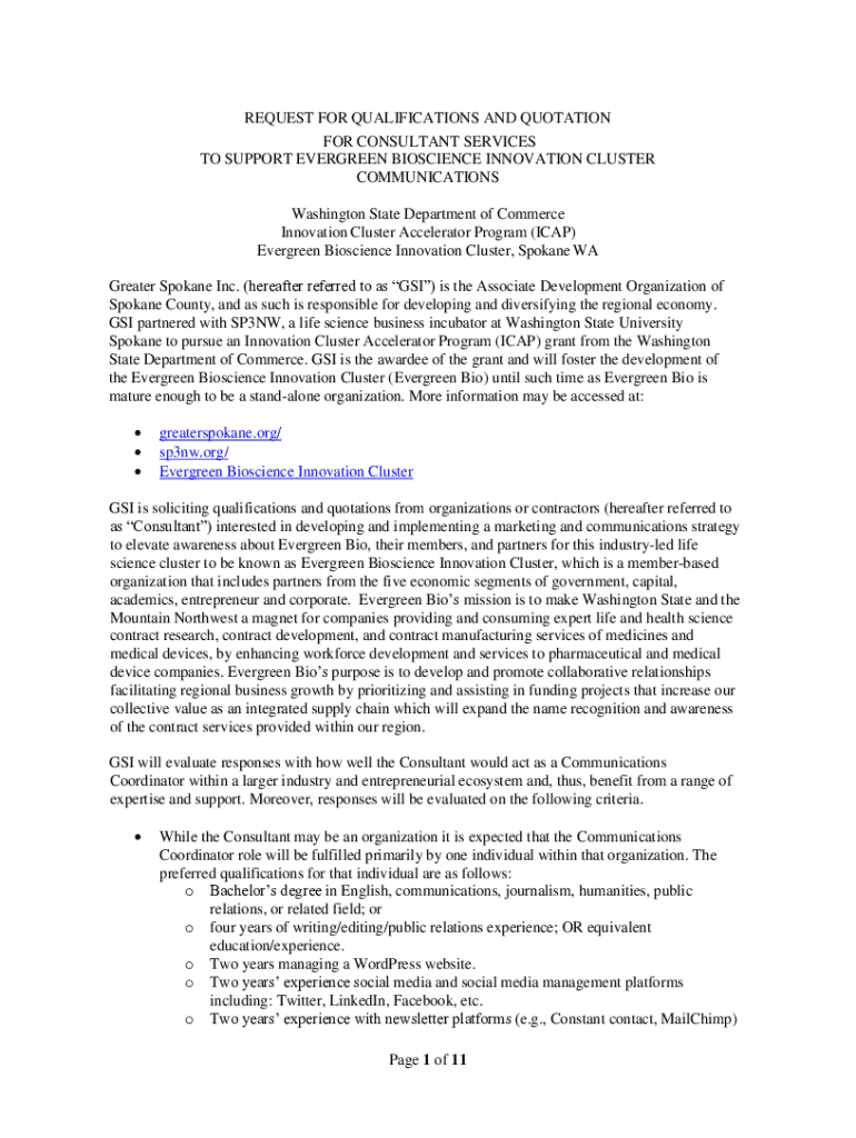 Fillable Online Request for Qualifications and Quotation for Consultant ... Fax Email Print ...