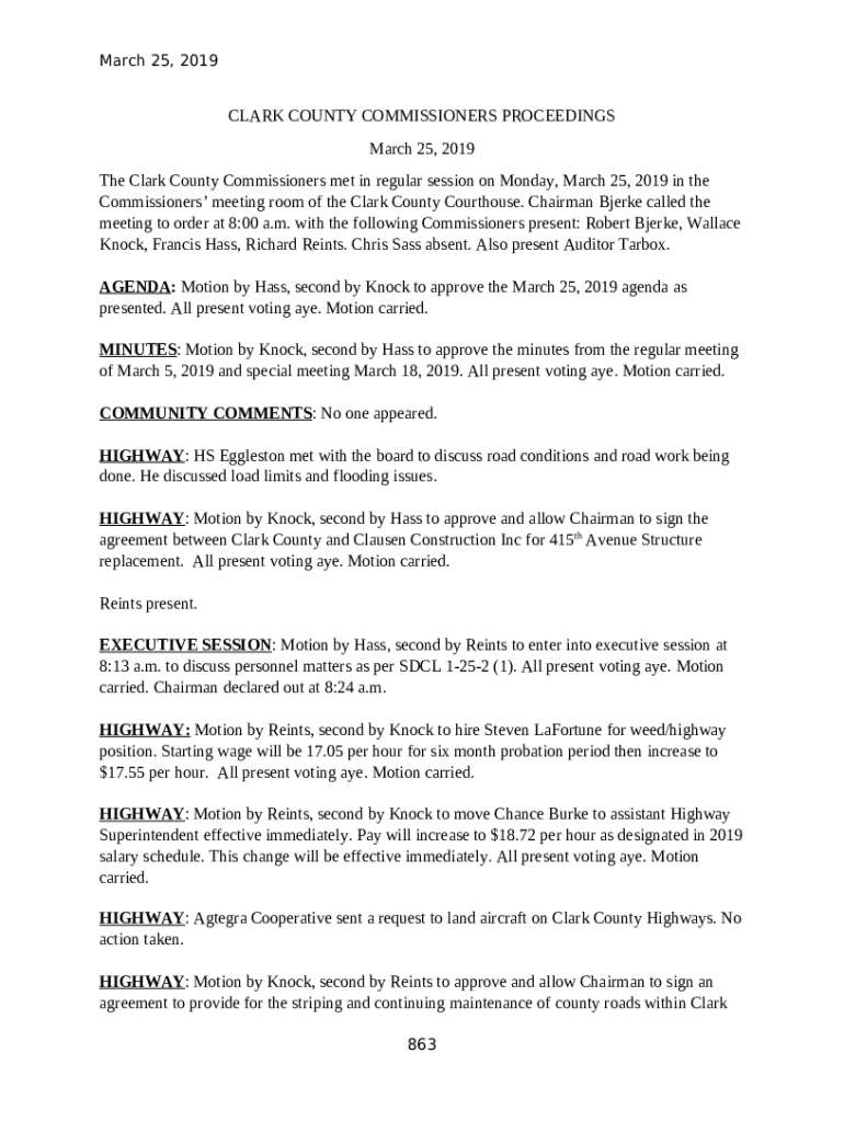 with the following Commissioners present: Robert Bjerke, Wallace Knock ...