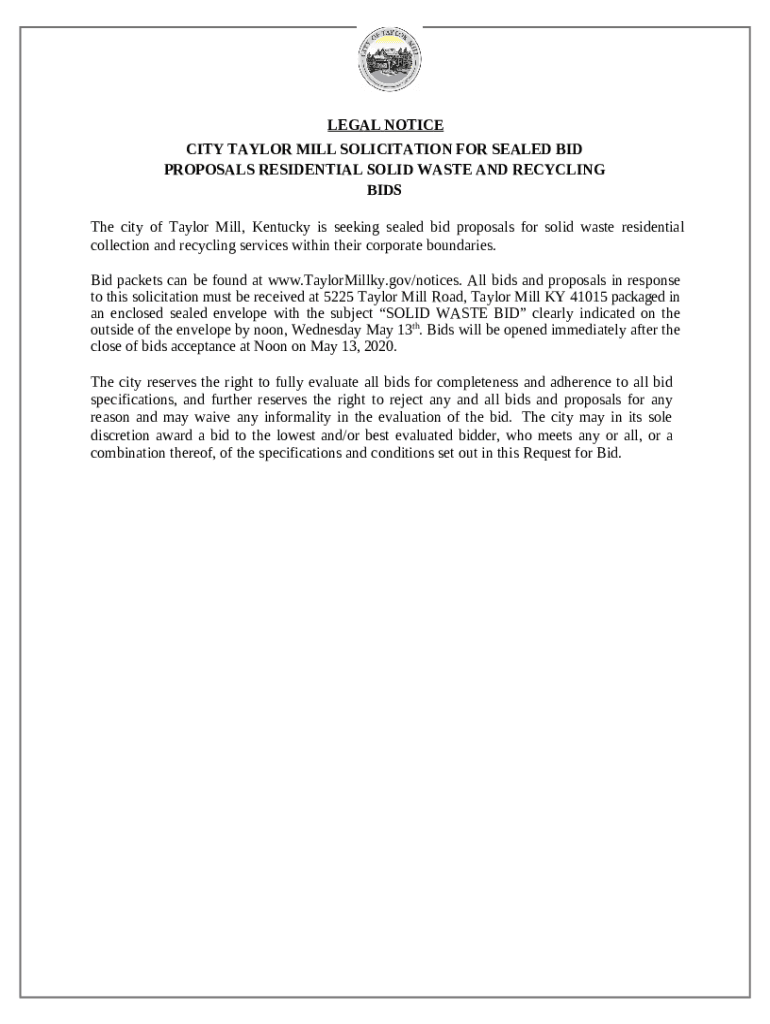 Proposals Residential Solid Waste and Recycling Bid Doc Template ...