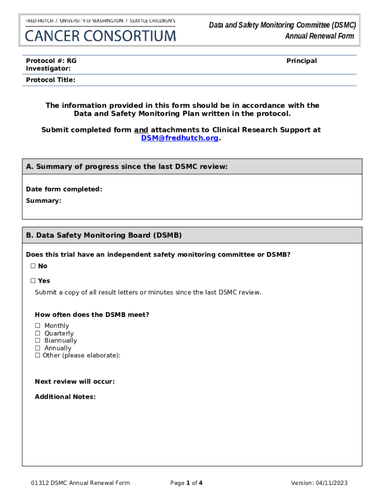 DSMC Annual Renewal Doc Template | pdfFiller
