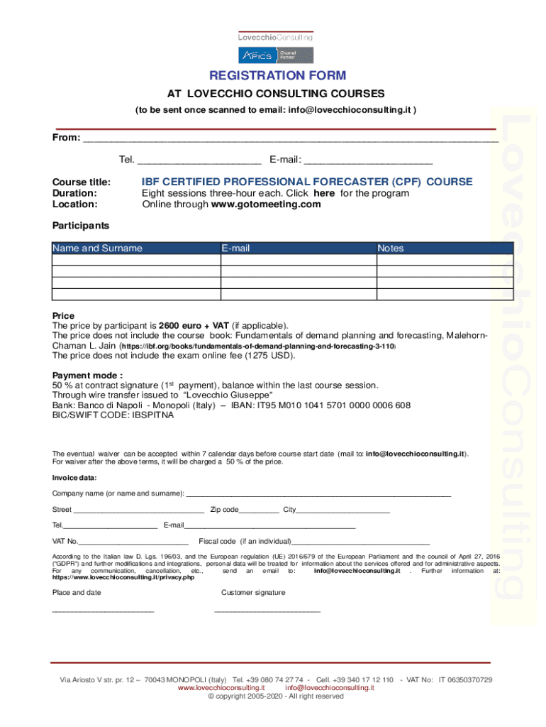 Fillable Online COURSE FOR IBF CPF CERTIFICATION Fax Email Print - pdfFiller