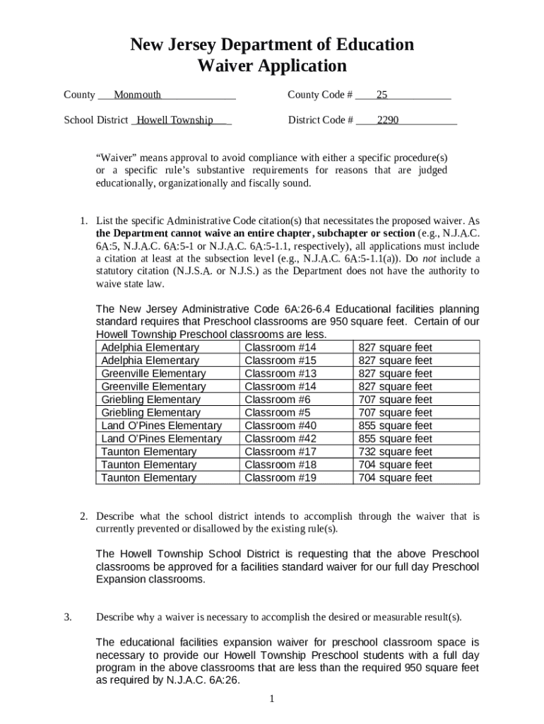N.J.A.C. 6A:5, Regulatory Equivalency and Waiver - NJ.gov Doc Template ...