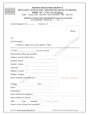 (9+ Samples) Application for School Admission - ApplicationFox Doc ...