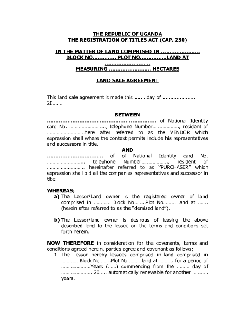 Fillable Online Uganda Land Procedure FormsPDFAssignment (Law) Fax Email Print - pdfFiller