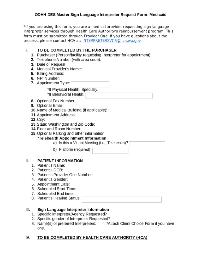to open Interpreter Request Doc Template | pdfFiller