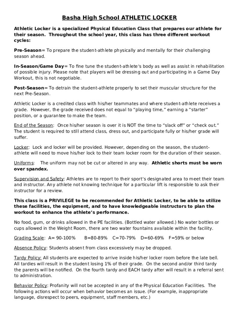 Athletic Locker Agreement Doc Template | pdfFiller