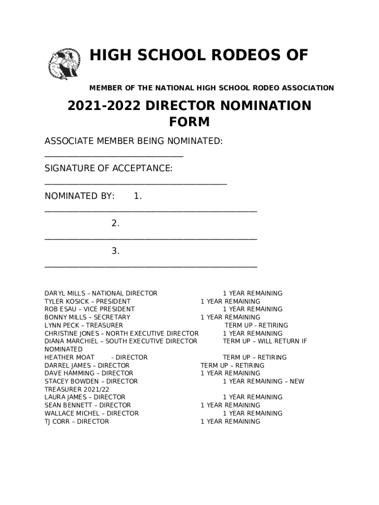 2021-2022 director nomination Doc Template | pdfFiller