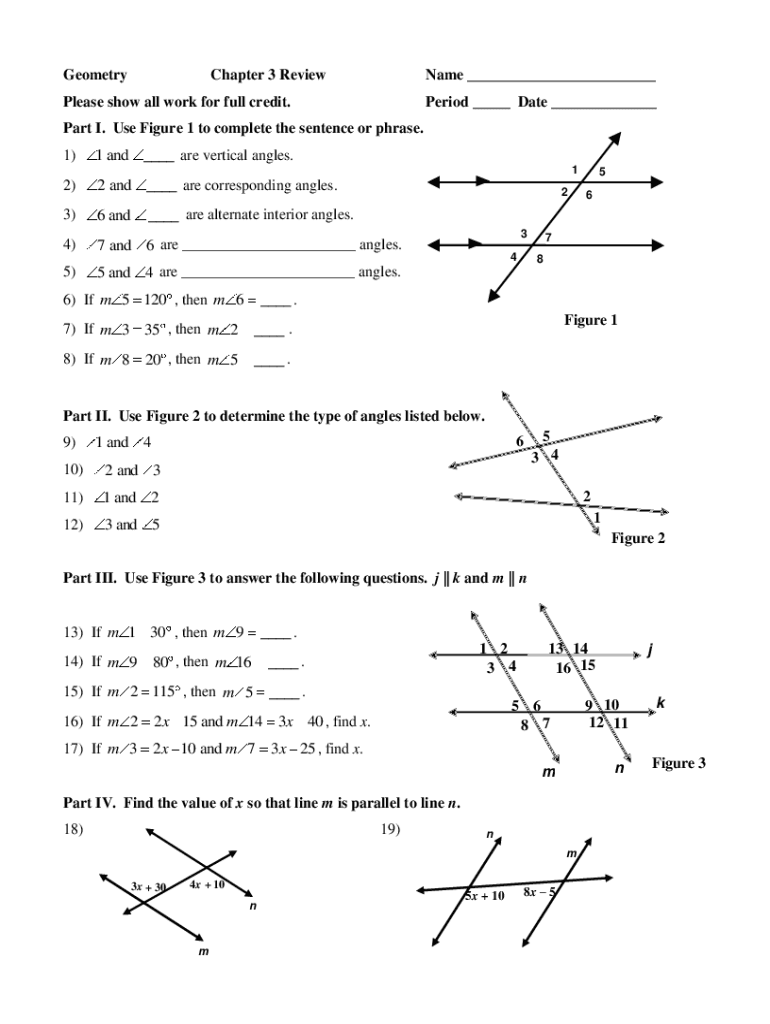 Fillable Online Geometry Chapter 3 Review Name Fax Email Print - pdfFiller