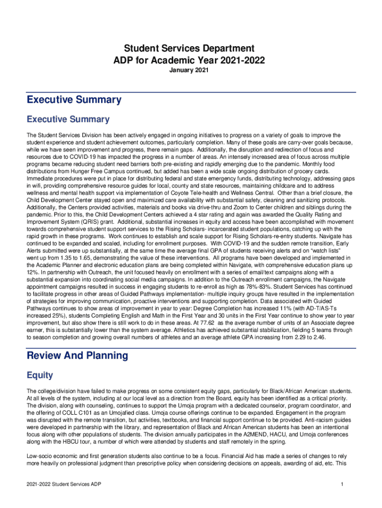 Fillable Online planning cerrocoso Student Services Department ADP for ...