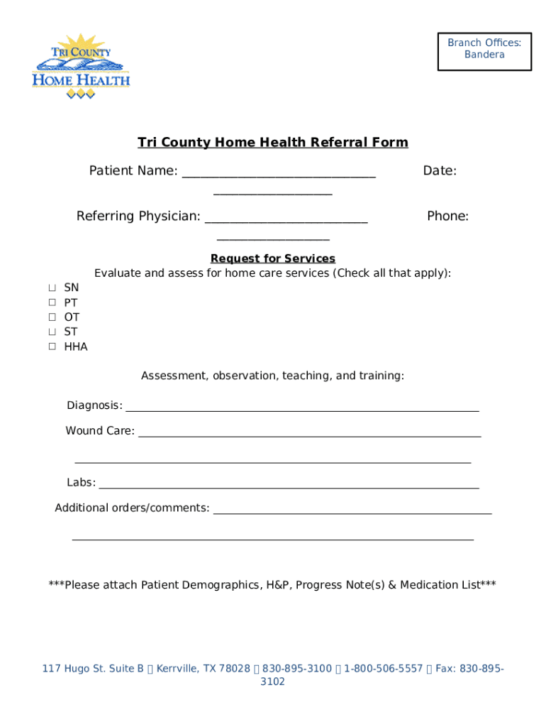 Patient Referral/Verbal Order for Start of Care Doc Template | pdfFiller