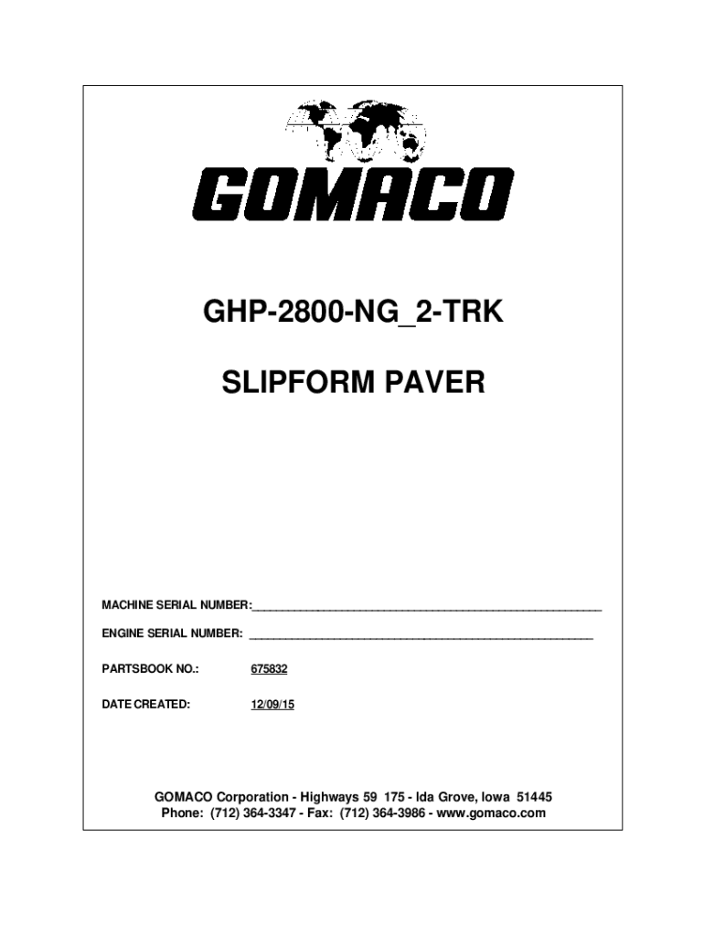 Fillable Online GHP-2800-NG2-TRK SLIPFORM PAVER - GOMACO Parts Login ...