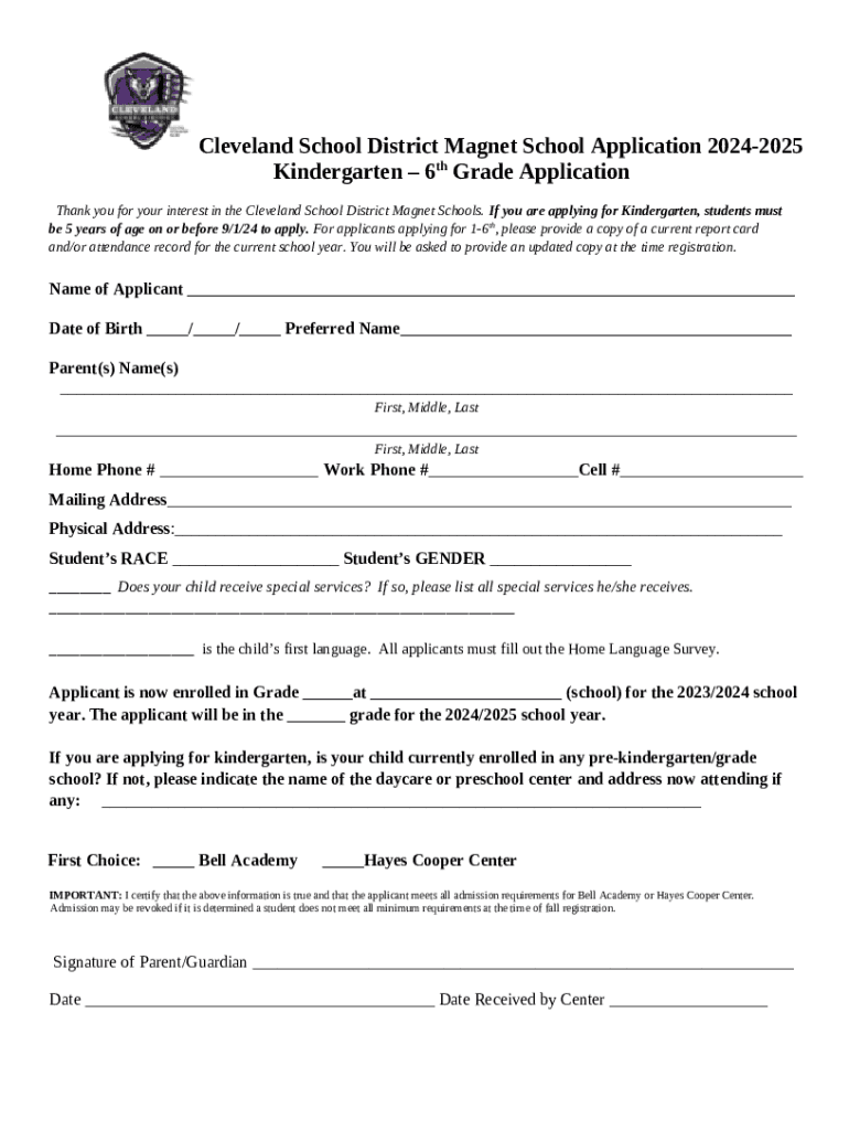 6 th Grade Application Doc Template | pdfFiller