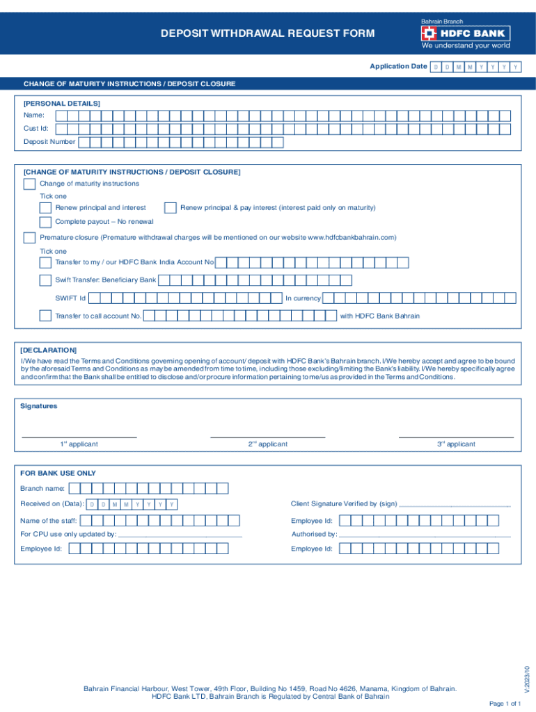 Fillable Online Deposit Withdrawal Request Form.cdr Fax Email Print ...