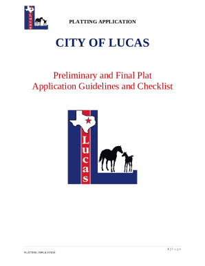 PRELIMINARY SUBDIVISION (PLAT) APPLICATION ... Doc Template | pdfFiller