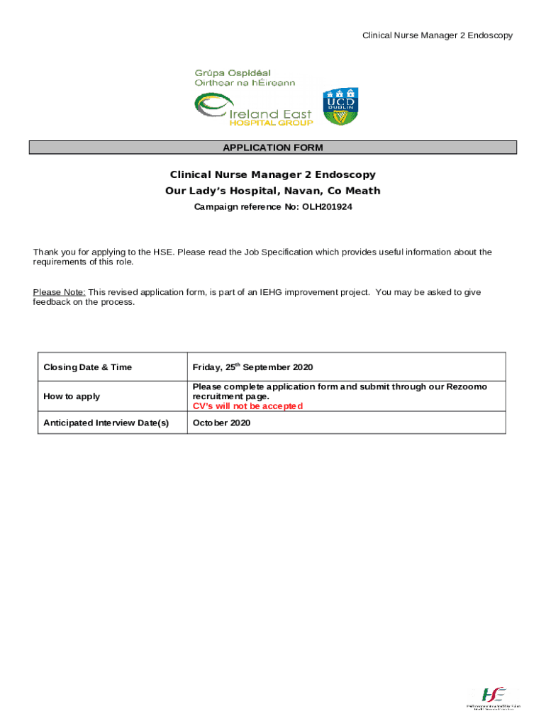 Clinical Nurse Manager 2 (CNM2) Medical Assessment Unit Doc Template | pdfFiller