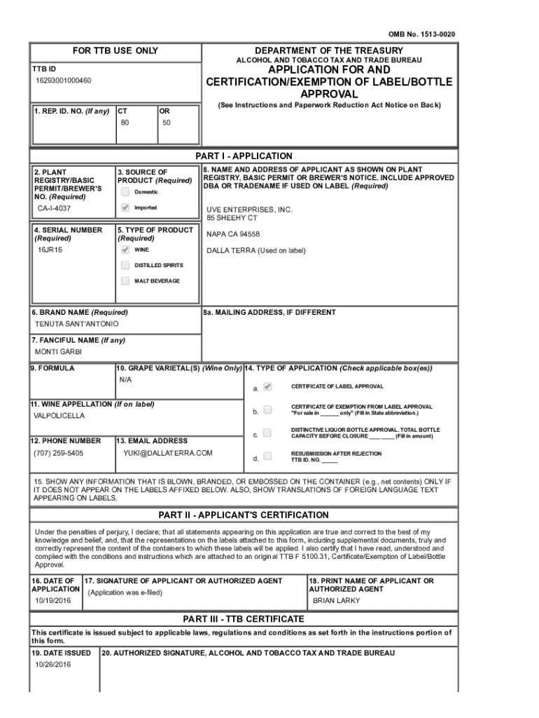 Fillable Online TTB: Navigating The Permit, Formula And COLA Process ...
