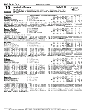 Fillable Online Racing Data Provided by the Daily Racing Form ppKD0510 ...