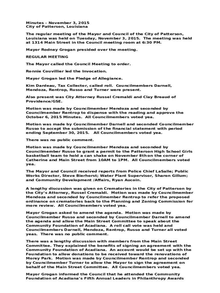 Ronnie Couvillier led the Invocation Doc Template | pdfFiller