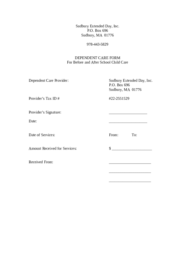 Sudbury Extended Day, Inc Doc Template | pdfFiller