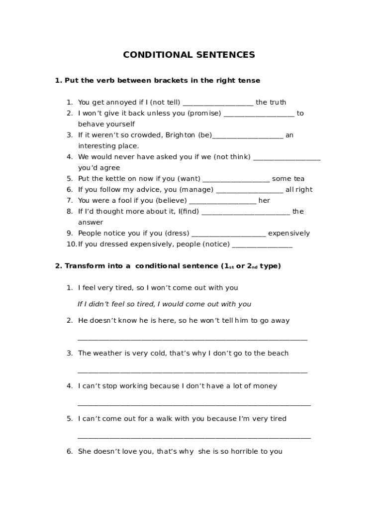 English Grammar Exercises for B2 - Mixed conditionals Doc Template ...