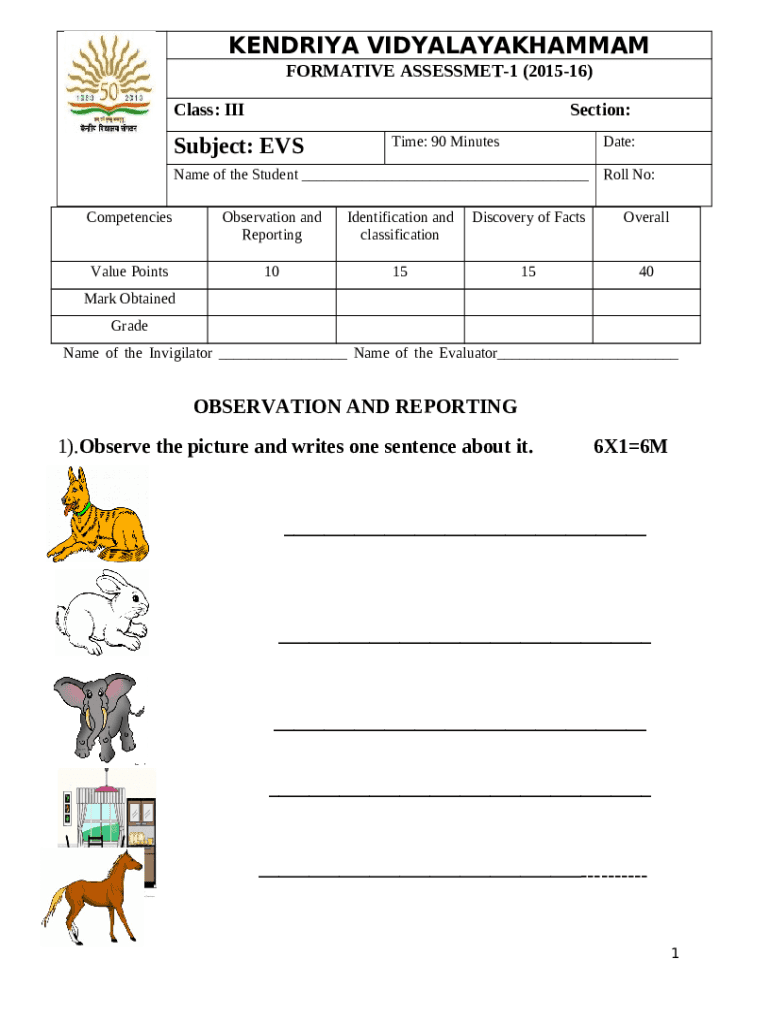 class iii evs (fa i) Doc Template | pdfFiller