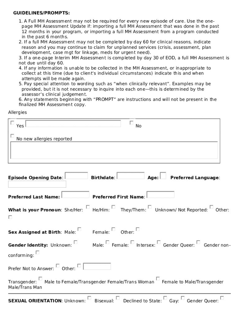 mental health assessment - initial and annual - revised 10/19 Doc ...