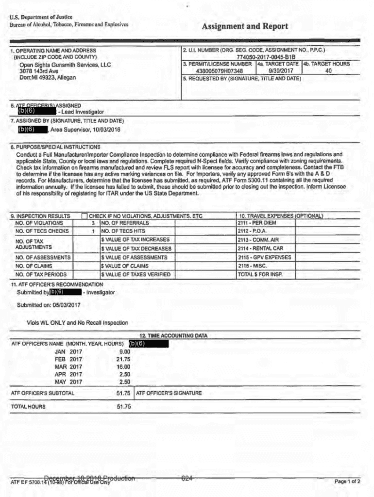 Fillable Online Fillable Online Firearms Compliance Inspection Results ...