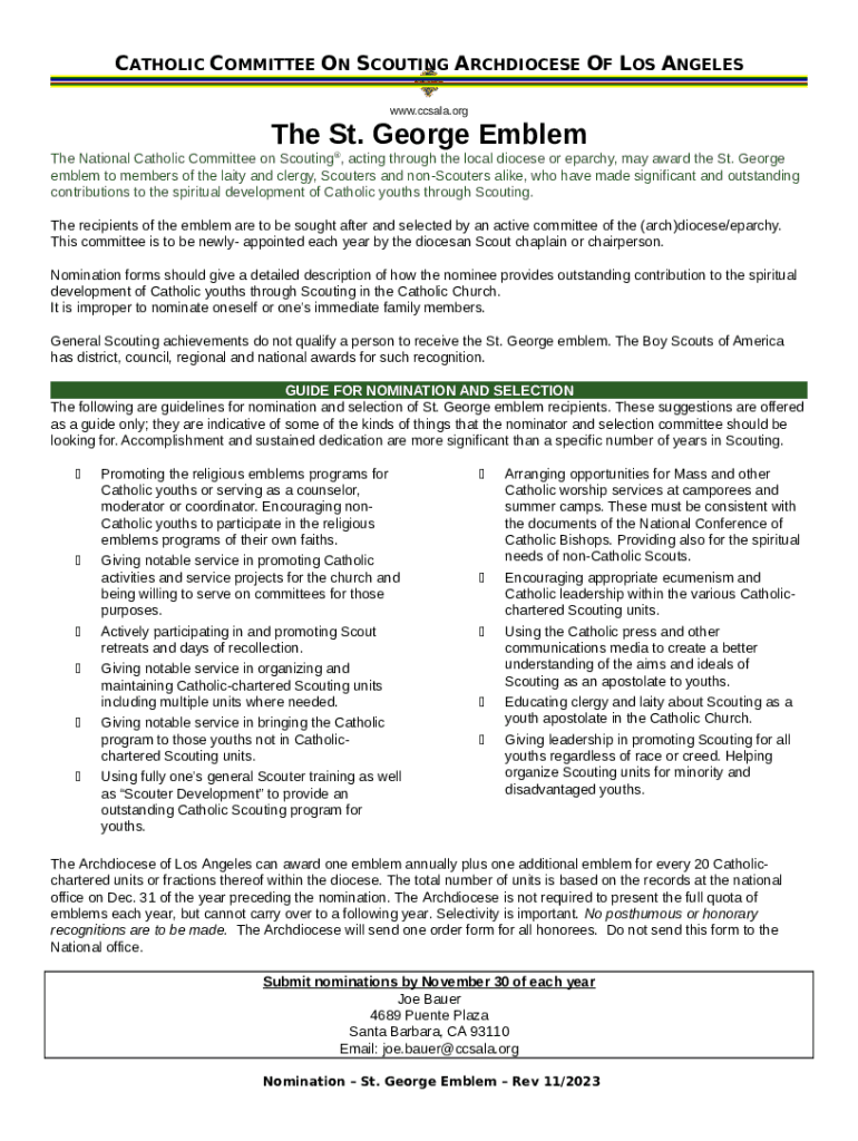 St. George Emblem Application Doc Template | pdfFiller