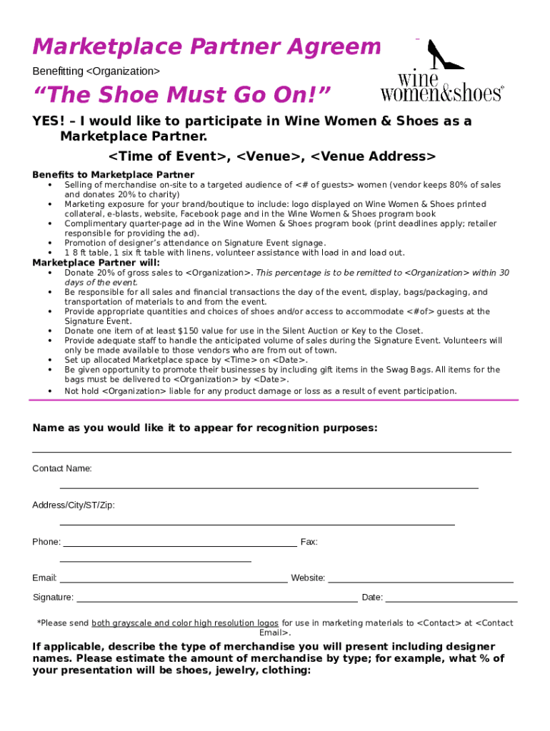 Marketplace Partner Agreement Doc Template | pdfFiller