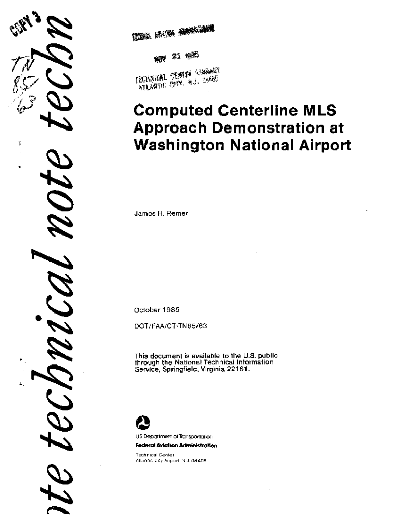 Fillable Online Computer Centerline MLS Approach Demonstration at Washington National Airport ...