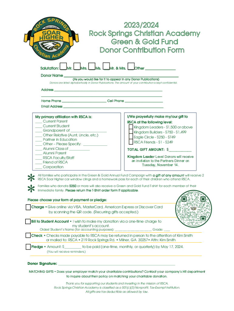 Fillable Online FILLABLE green and gold fund 2023-24 donor form.pdf Fax ...
