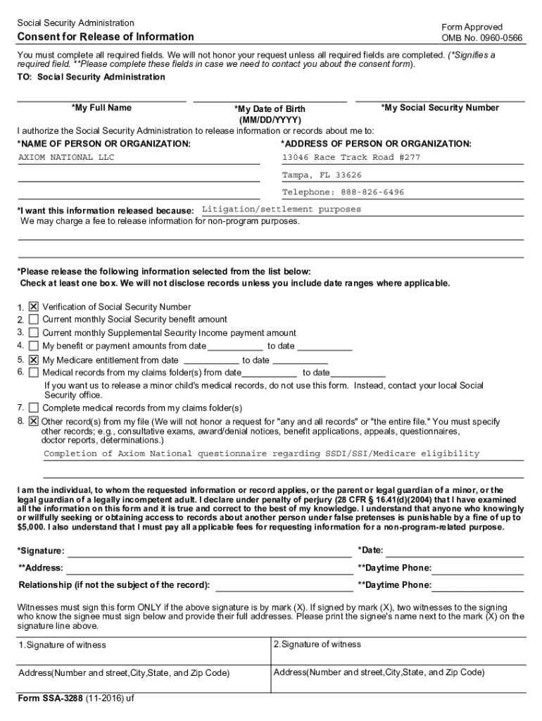 Fillable Online 18 Printable ssa 3288 Forms and Templates Fax Email ...