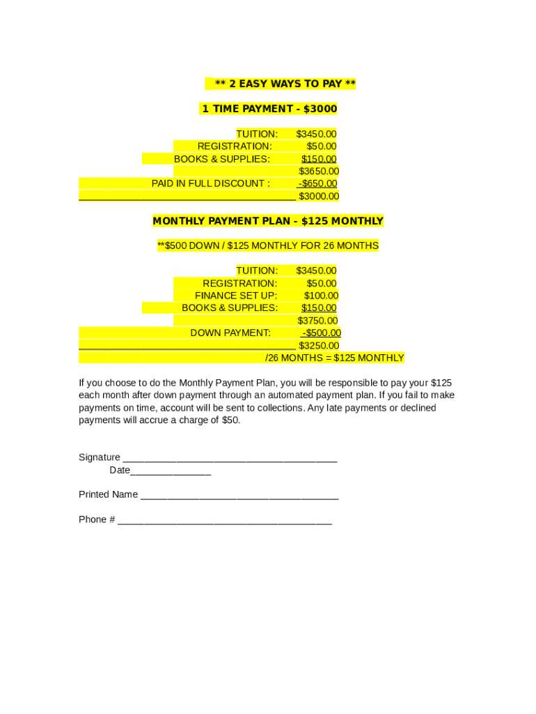 Tuition And Agreement Doc Template | pdfFiller