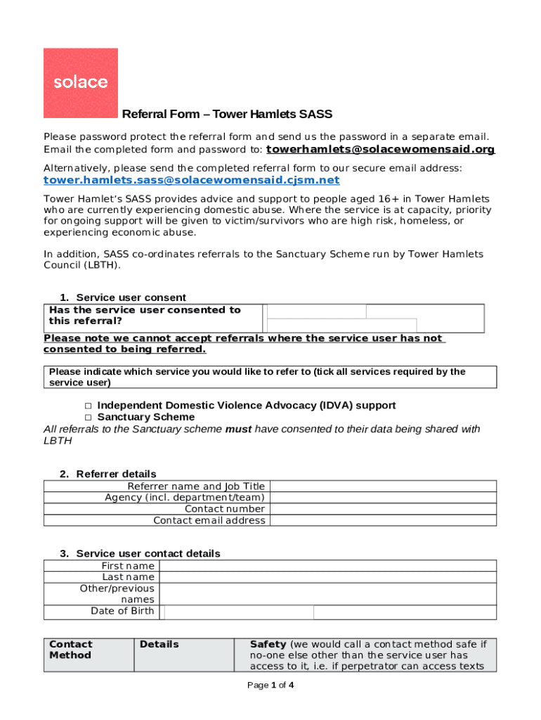 Homelessness self-referral - Tower Hamlets - s Doc Template | pdfFiller